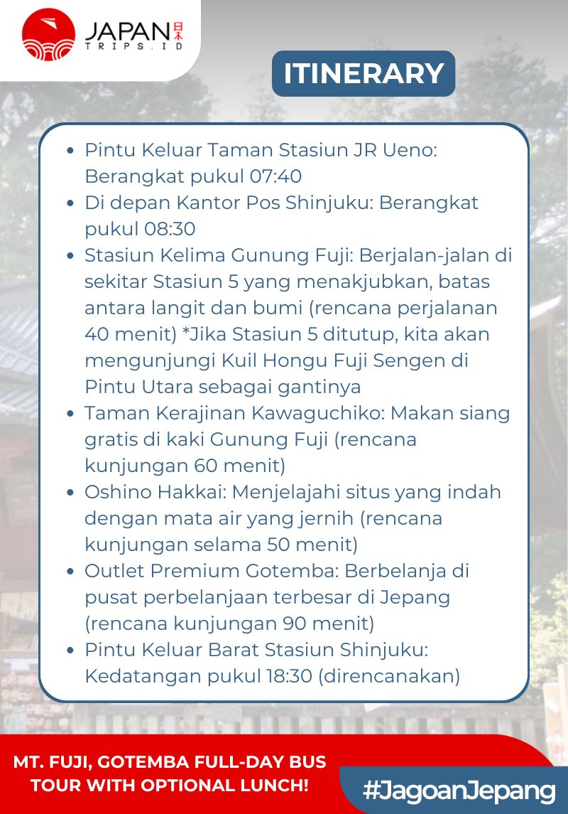 Mt. Fuji, Gotemba Full-Day Bus Tour with Optional Lunch (English Guide ...